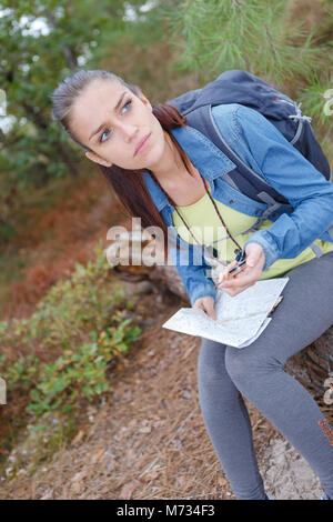 lost hiker on the forest road Stock Photo - Alamy