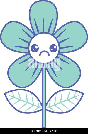 beautiful sad flower kawaii cartoon vector illustration Stock Vector ...