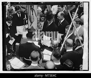 A photograph documenting the cornerstone laying ceremony for the Shrine ...