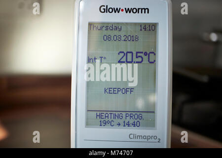 Britain UK Central heating thermostat wall mounted set at low ...