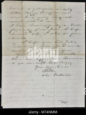 A handwritten letter from Alexander Culbertson to his daughter Julia ...
