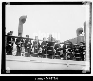 A photograph of President Warren G. Harding aboard the Mayflower ship ...