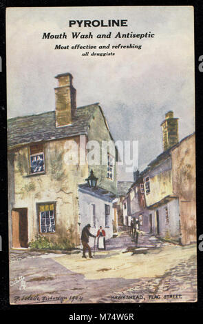 A street view of Flag Street in Hawkshead, a village in the Lake ...