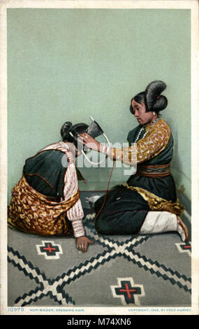 Hopi Maiden, dressing hair Stock Photo - Alamy