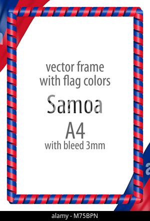 Frame and border of ribbon with Samoa flag, template elements for your ...