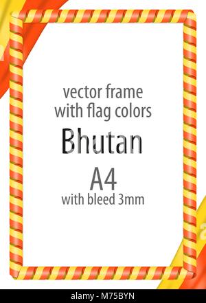 Frame and border of ribbon with Bhutan flag, template elements for your ...