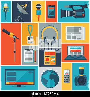 Background with journalism icons Stock Vector Image & Art - Alamy
