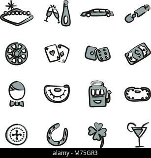 Casino gambling roulette icons of 9 color set isolated vector ...