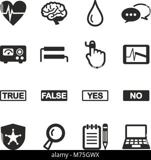 Lie Detector Test Or Polygraph Test Icons White On Black Sticker Set ...