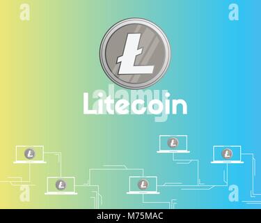 Blockchain litecoin networking technology background Stock Vector Image ...