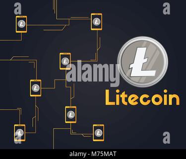 Blockchain litecoin networking technology background Stock Vector Image ...