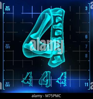 X-ray Font Vector. Transparent Roentgen Alphabet. Radiology 3D Scan ...