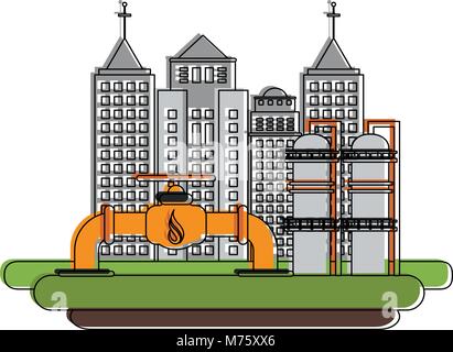 Natural gas factory vector illustration graphic design Stock Vector Art ...