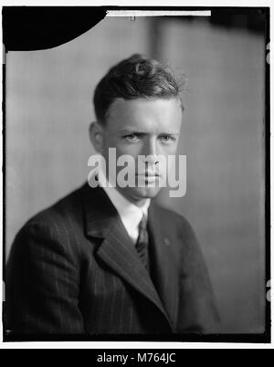 A portrait of Charles Lindbergh, the American aviator who made the ...