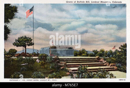 This photograph shows the grave of Buffalo Bill on Lookout Mountain ...