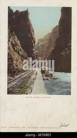 A dramatic photograph of Royal Gorge in Colorado, taken from the top ...