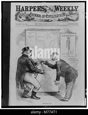 Political cartoon by Thomas Nast depicting the Union's struggle during ...