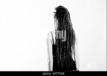 Studio shoot of back girl with dreads on white background Stock Photo ...