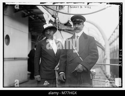 A portrait of Louis Bleriot, the famous aviator, and his wife. The ...