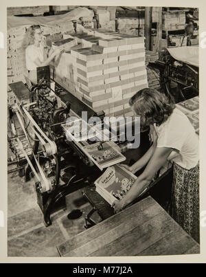 The image depicts the process of book manufacturing using an offset ...