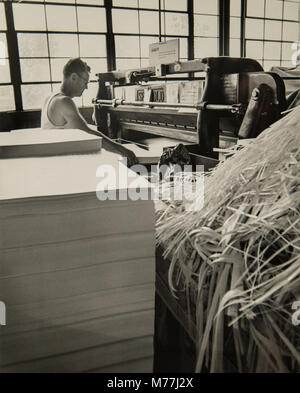 A photograph illustrating the book manufacturing process, focusing on ...