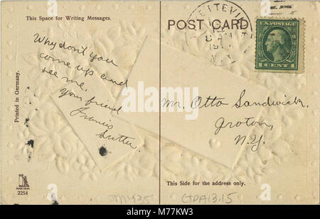 A cable message Valentine greeting featuring purple and blue flowers ...