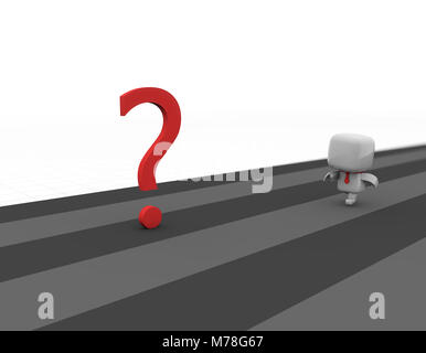 Business small white man run with question mark Stock Photo - Alamy
