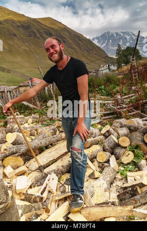 Mount Shkhara, the highest mount of Georgia Stock Photo - Alamy