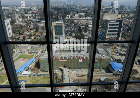 Addis Ababa, in the city center, modern high rise building Stock Photo ...