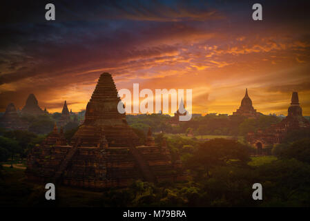 Landscape image of Ancient pagoda at sunset in Bagan, Myanmar Stock ...