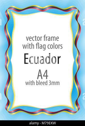 Frame and border of ribbon with the colors of the Ecuador flag ...