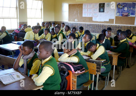25 May 2015 - Isandlwana, South Africa : Overcrowded classroom in a ...