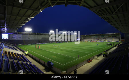 General view inside the Halliwell Jones Stadium before the Betfred ...