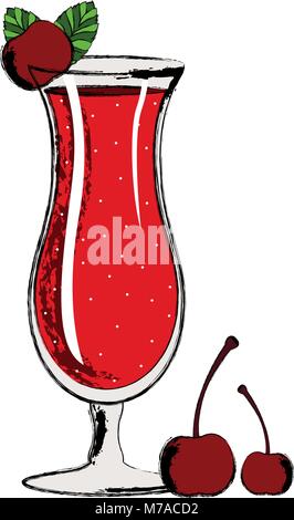 Red cocktail with cherries Stock Vector Image & Art - Alamy