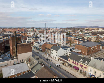 Aerial of Downtown Hanover, Pennsylvania next to the Square Stock Photo ...