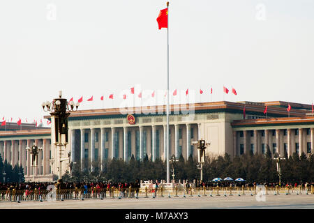 Flags at The Great Hall of People Chinese main government building ...