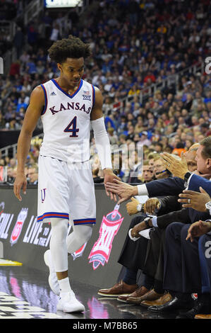 March 09,2018: Kansas Jayhawks head coach Bill Self reacts to his ...