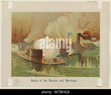 The naval engagement between the Merrimac and the Monitor at Hampton ...