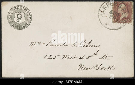 A Civil War-era envelope shows an eagle holding the American flag while ...