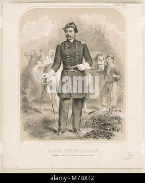 A lithograph of Major General George B. McClellan, a prominent Union ...