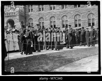 This image depicts the statue of John Carroll at Georgetown University ...