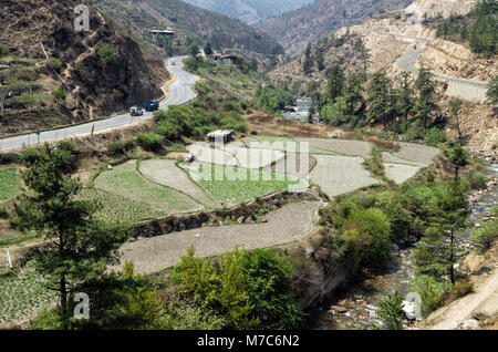 Aerial view of villages in Thimphu, Bhutan - Thimphu is the capital and ...