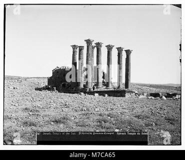 A photograph of the Temple of the Sun at Jerash, an ancient Roman city ...