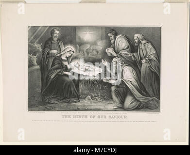 This artwork depicts the nativity of Christ, illustrating his birth as ...