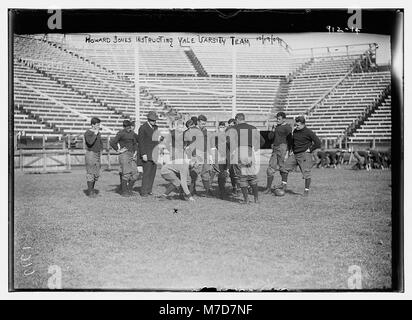 Howard Jones instructing Yale Varsity football team on playing field ...
