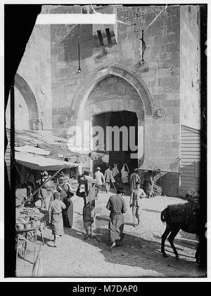 Jerusalem (El-Kouds), approach to the city Jaffa Gate closed, showing ...