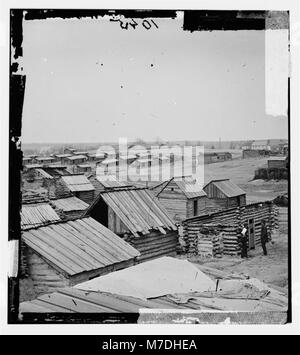 A photograph depicting soldiers in winter quarters at City Point ...