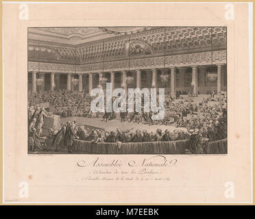 A historical engraving of the session of the National Assembly in ...