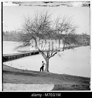 A historical image of the pontoon bridge spanning the James River at ...