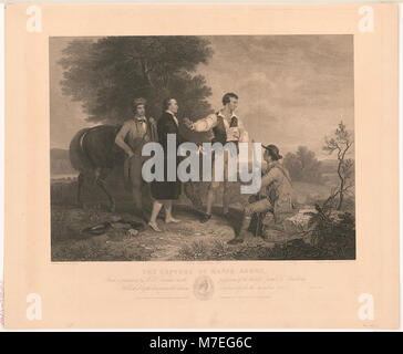 A historical depiction of Major André's capture by American forces at ...